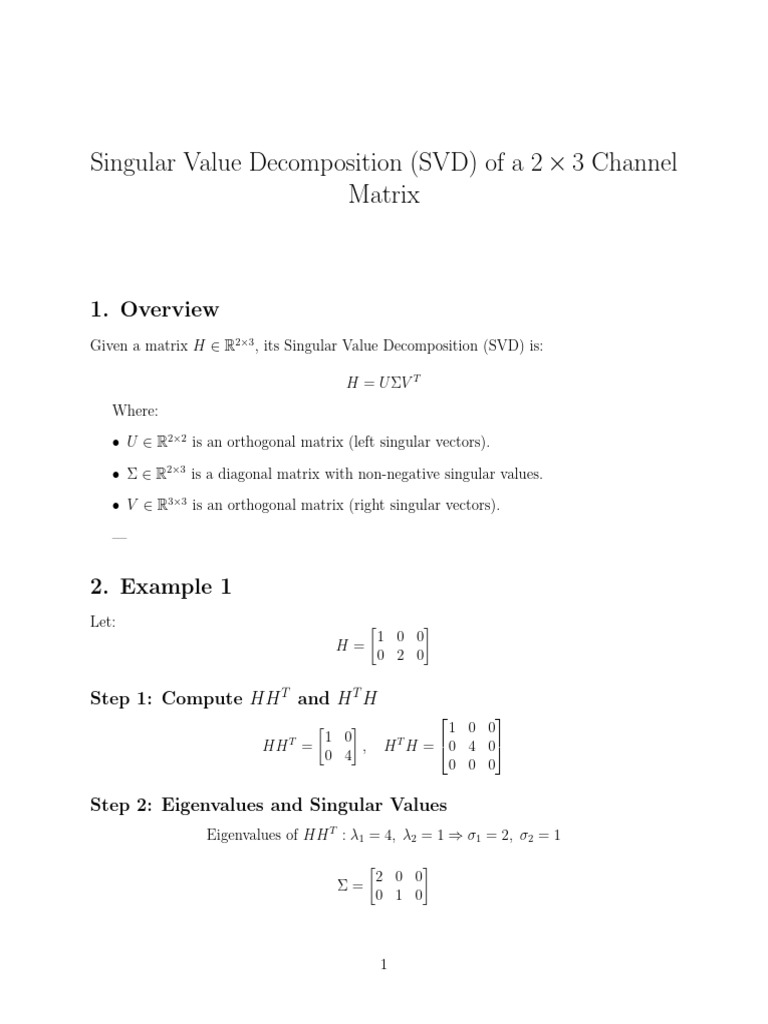 SVD of 2x3 Matrix Explained | PDF | Eigenvalues And Eigenvectors ...