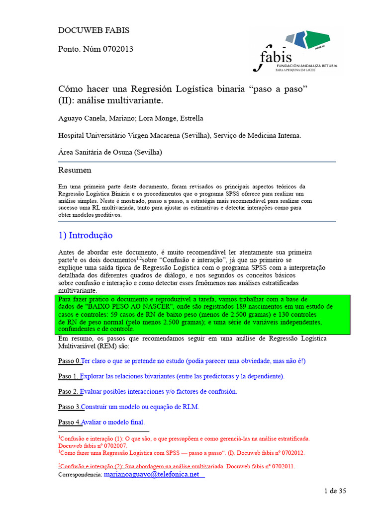 Guia Prático de Regressão Logística | PDF | Variável categórica ...