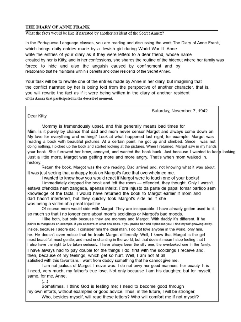 Anne Frank's Diary: Alternate Perspective | PDF