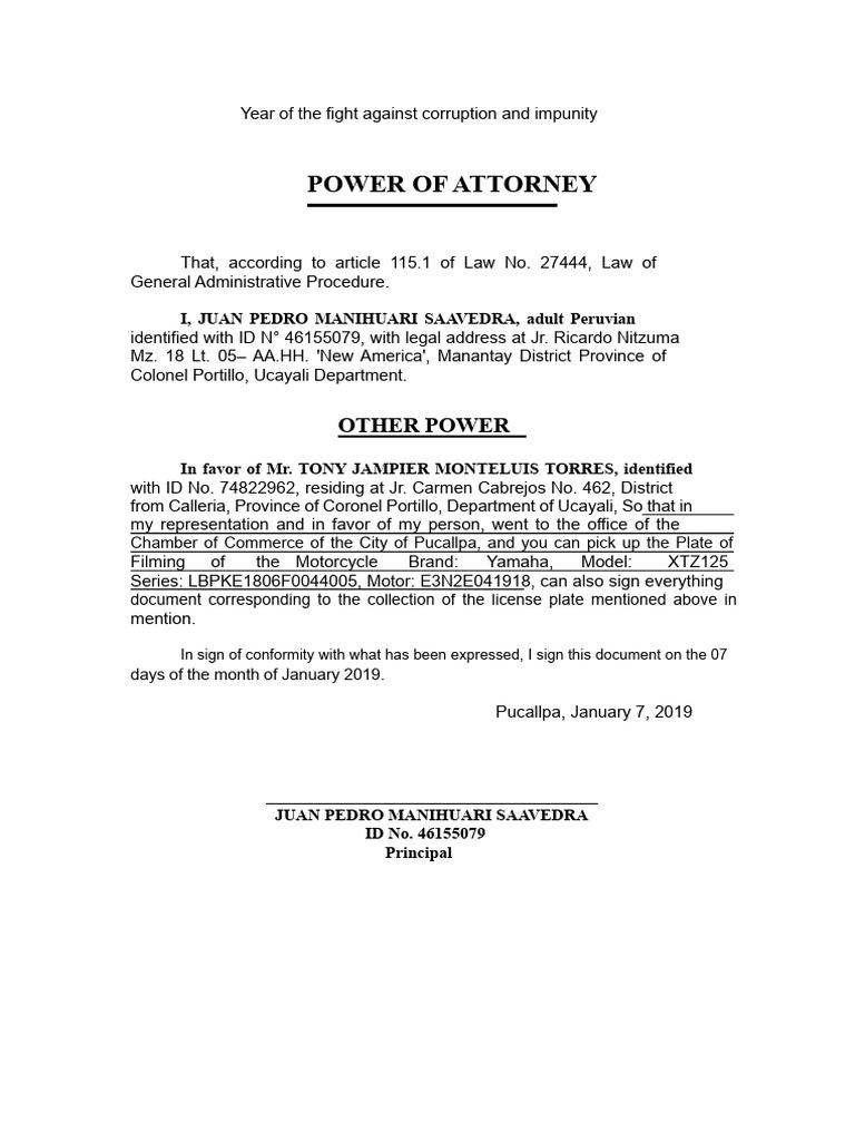 Power of Attorney Documents in Ucayali | PDF | Common Law ...