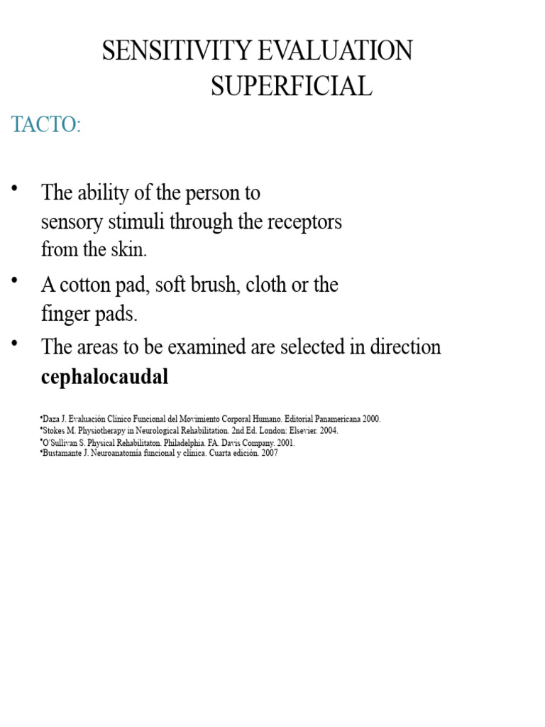 SENSITIVITY EVALUATION - Occupational Therapy | PDF | Somatosensory ...