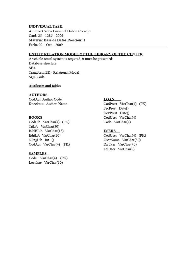 Library Database ER Model Overview | PDF | Data Management | Software ...