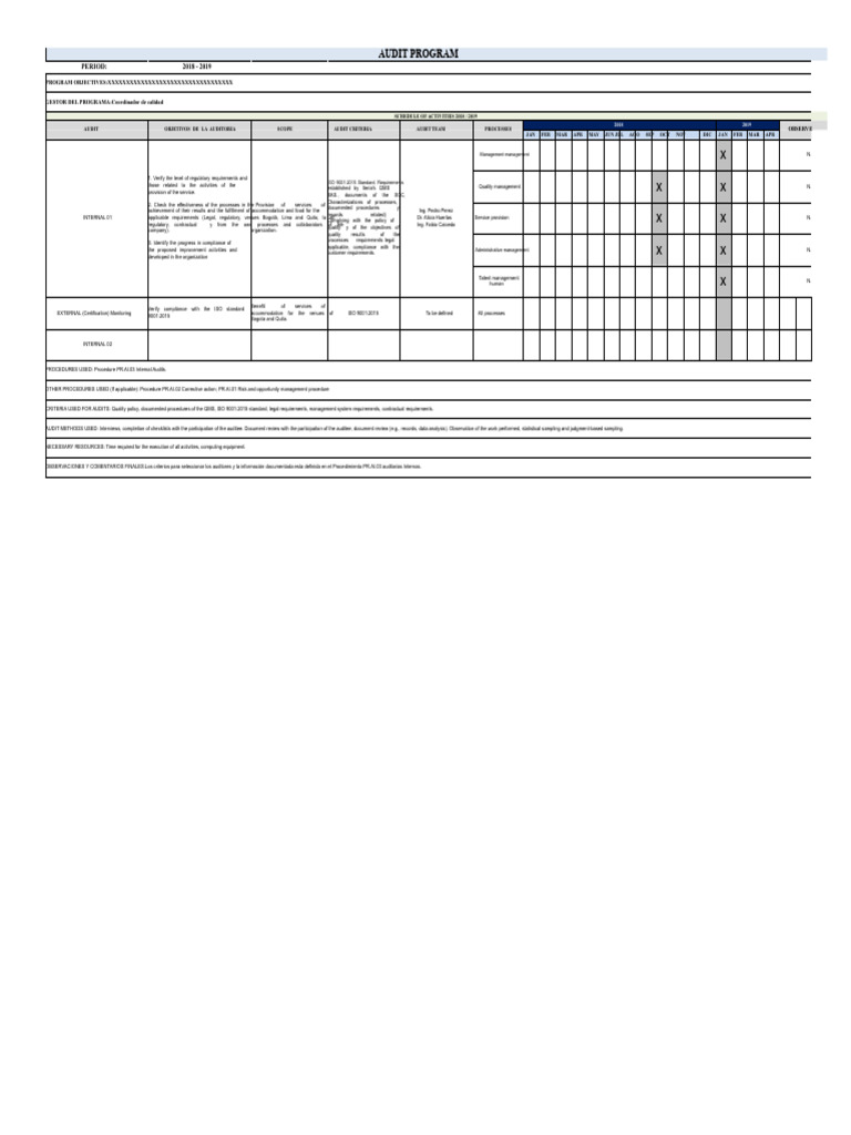 audit-program-based-on-iso-19011-2018.xlsx | PDF | Audit | Risk