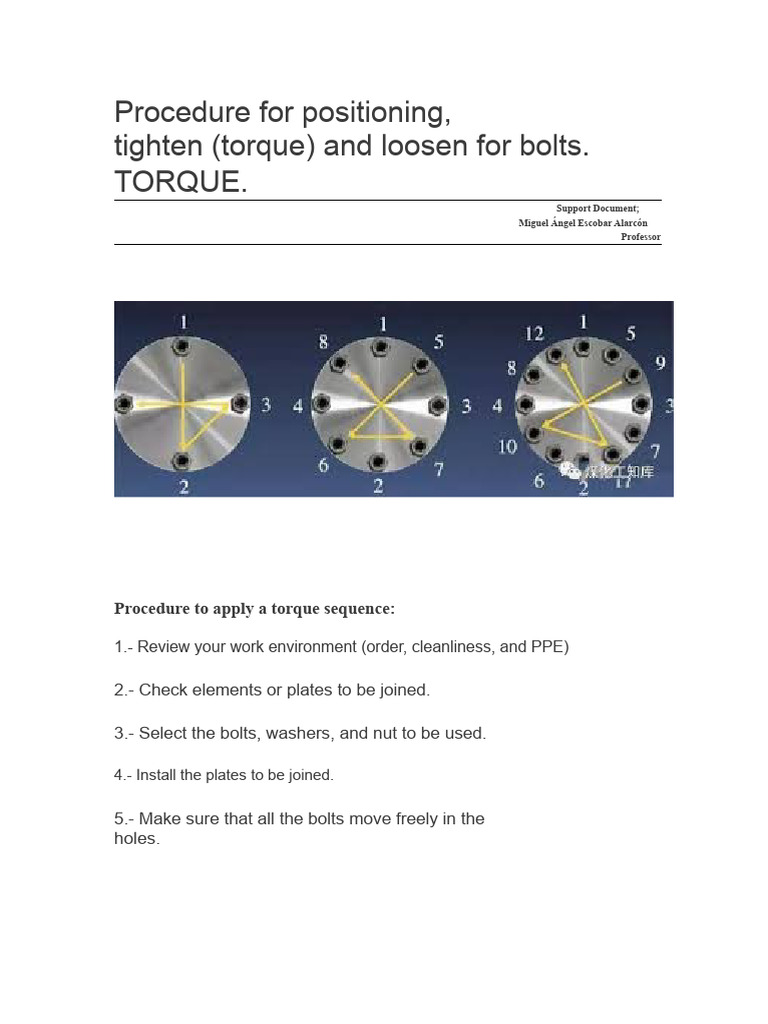 Procedure For Bolt Tightening TORQUE | PDF