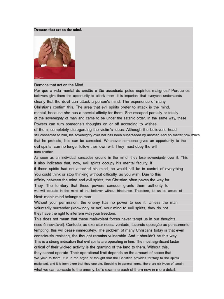 Mind Attacks by Evil Spirits Explained | PDF | Mind | Demons