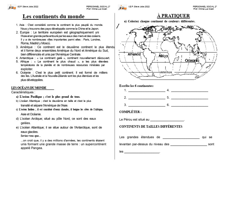 LES_CONTINENTS_ET_OCEANS | PDF | Continent | Antarctique