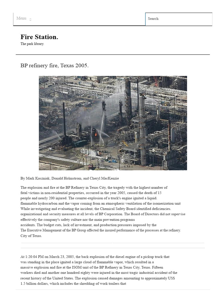 BP Refinery Explosion Texas 2005 Report | PDF | Oil Refinery