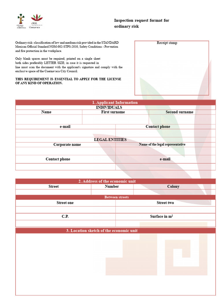 Ordinary Risk Inspection Application Form | PDF