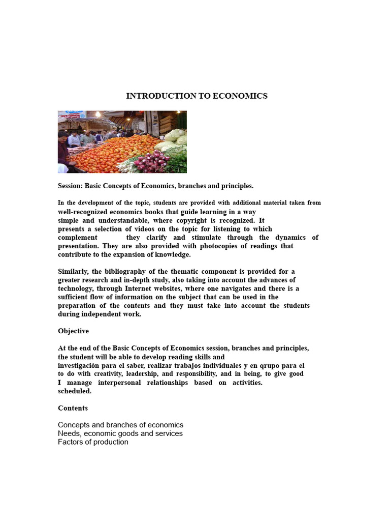 Introduction to Basic Economics Concepts | PDF | Economics | Market ...