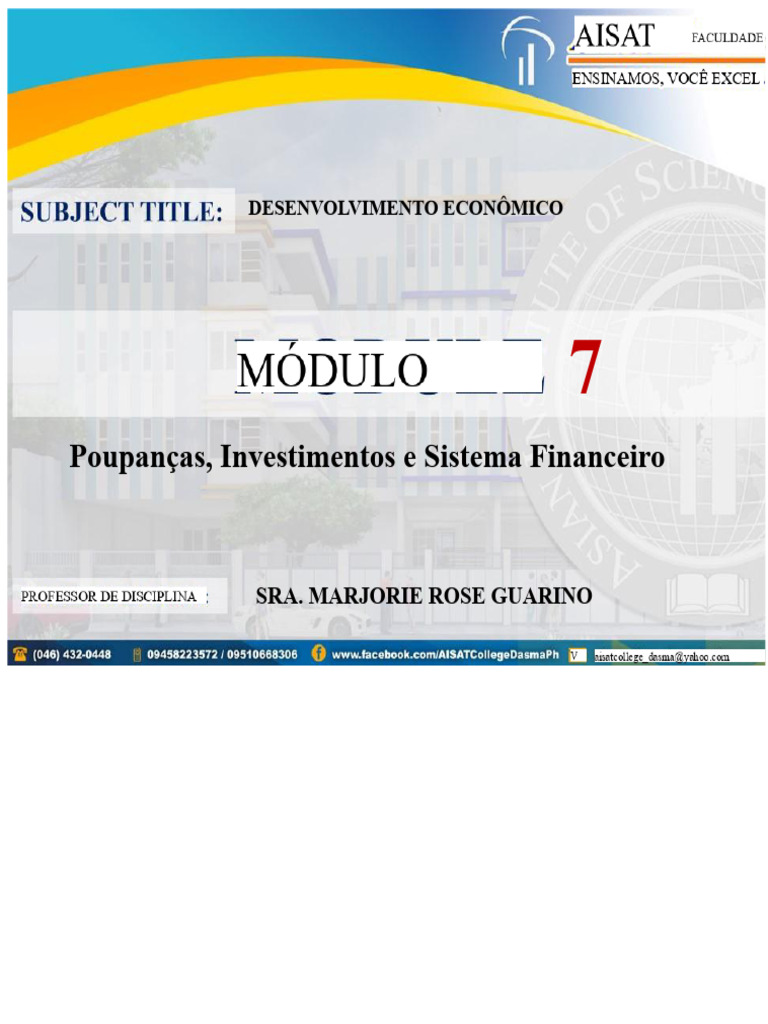 AISAT - Power Point - Módulo 7 - AE12 - ED | PDF | Economia | Investimentos