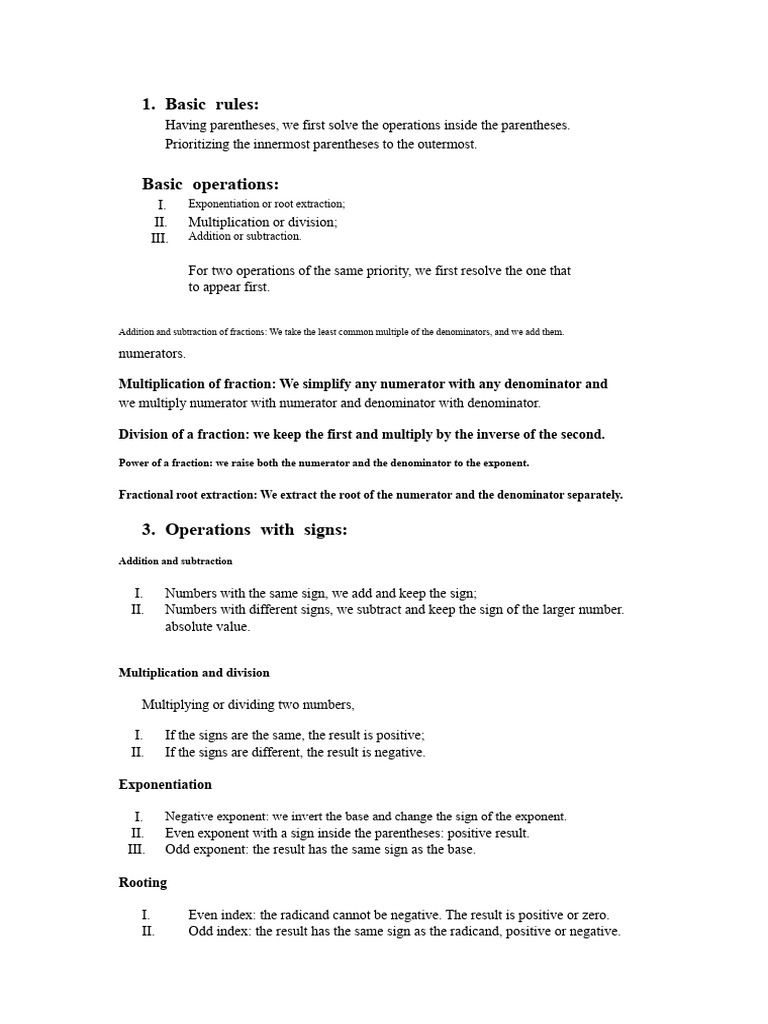 Basic Math Rules | PDF | Exponentiation | Multiplication
