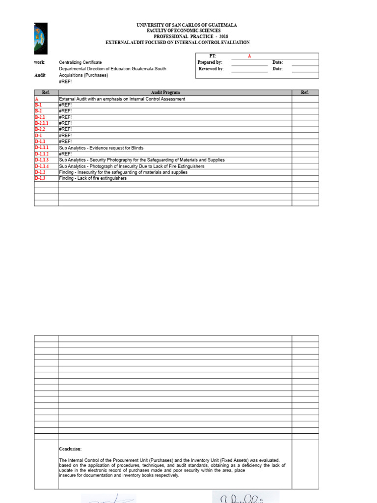 Narrative Report Inventory Area | PDF | Internal Control | Audit