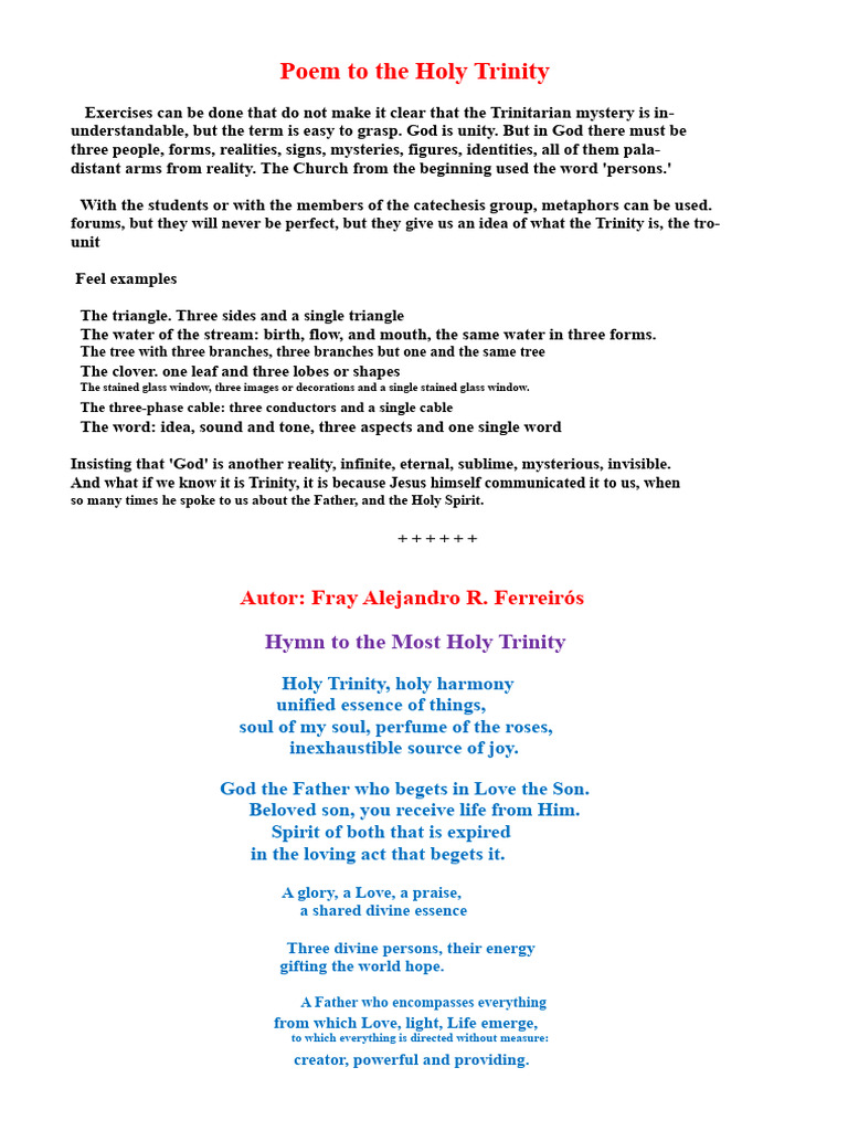 01a Trinitarian Poem | PDF | God The Father | Trinity