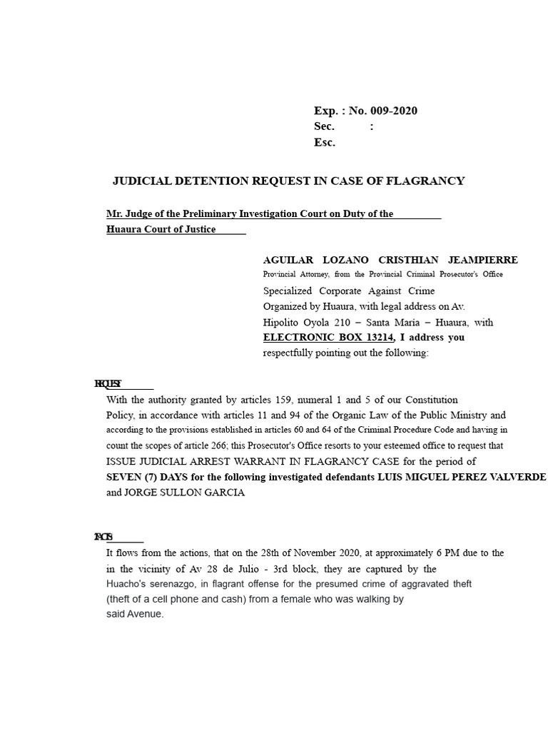 Preliminary Detention Request | PDF | Crimes | Crime & Violence