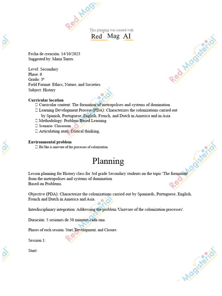 History Lesson Plan: Colonization Impact | PDF | Liberal Arts Education ...