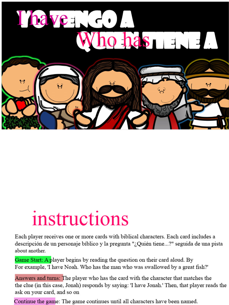 Biblical Game I Have Who Has | PDF | Torah Books | Old Testament Books