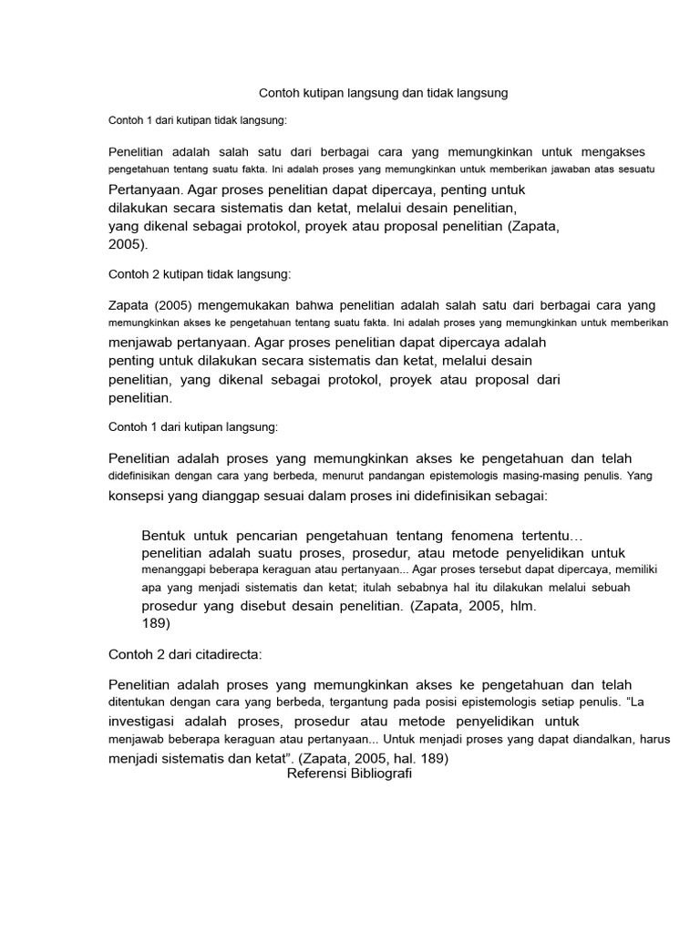 Contoh Kutipan Penelitian yang Tepat | PDF