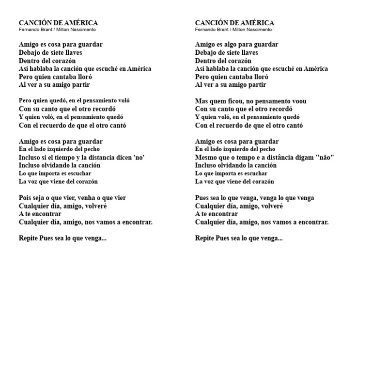 Canción de América: Amistad y Recuerdos | PDF