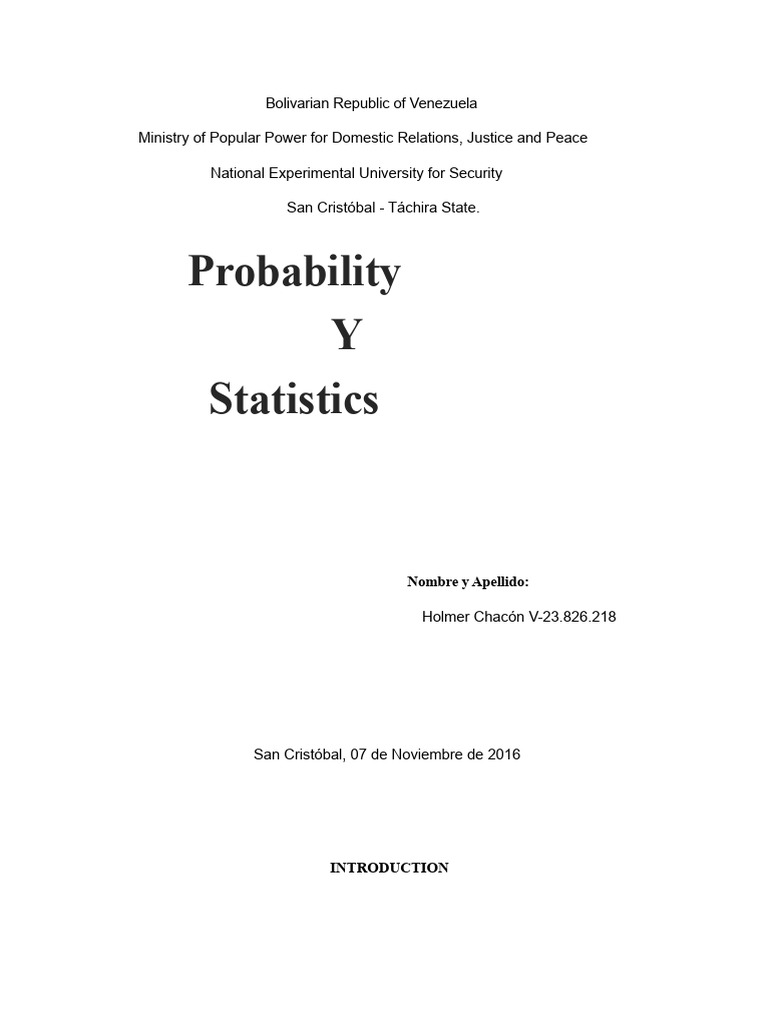 Probability-Statistics Essay | PDF | Statistics | Probability