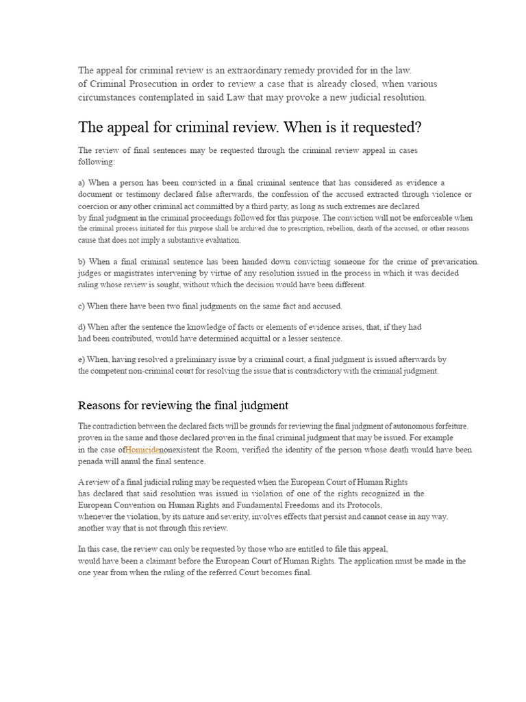 The Criminal Review Resource | PDF | Judgment (Law) | Acquittal