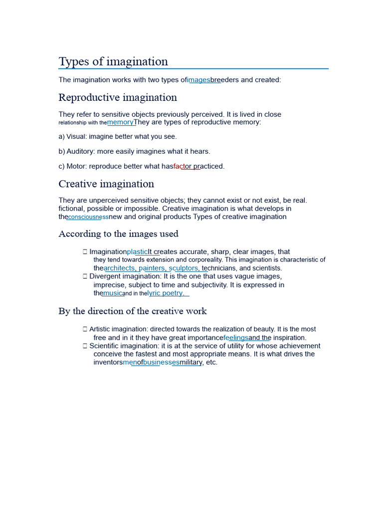 Types of imagination | PDF