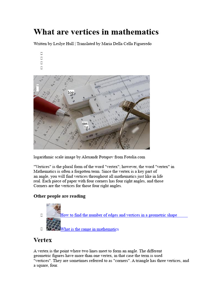 What are vertices in mathematics? | PDF | Vertex (Geometry) | Triangle