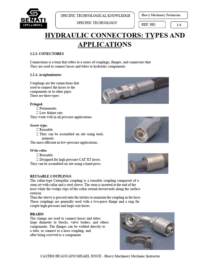 HYDRAULIC CONNECTORS TYPES AND APPLICATIONS - Docx-1 | PDF | Pipe ...