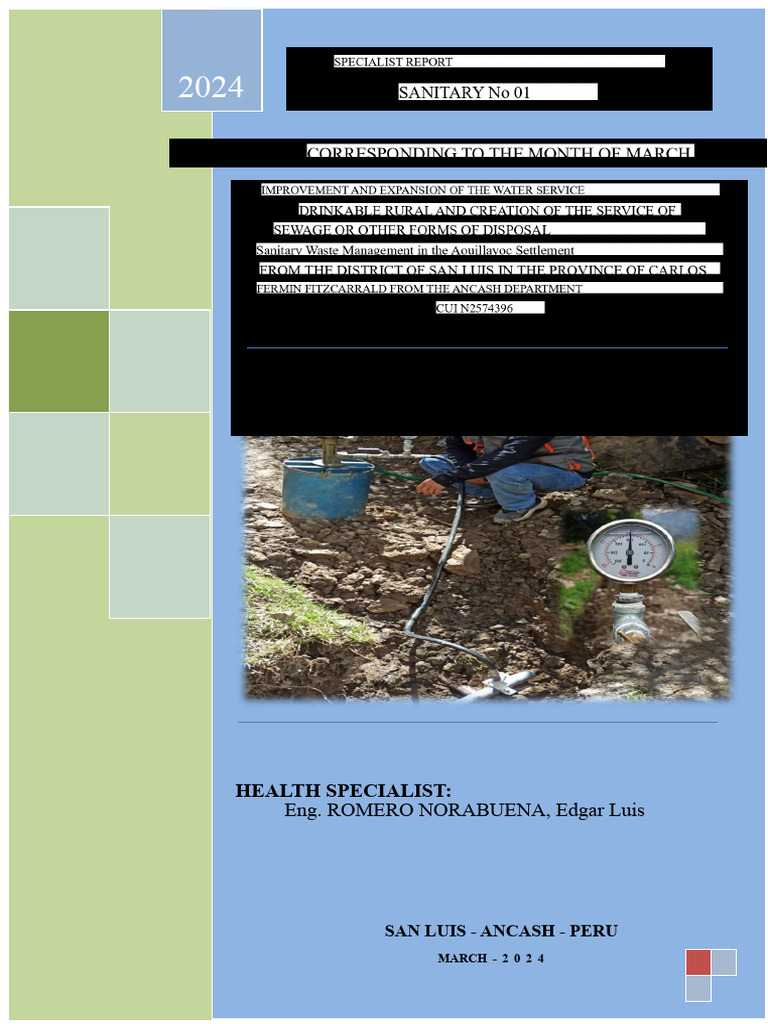 Health Specialist Report | PDF | Concrete | Sanitary Sewer