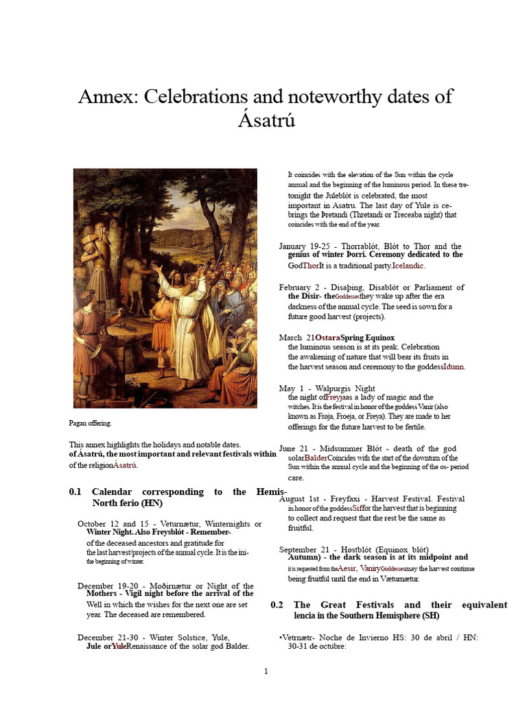 Annex - Holidays and Notable Dates of Ásatrú | PDF | Heathenry (New ...