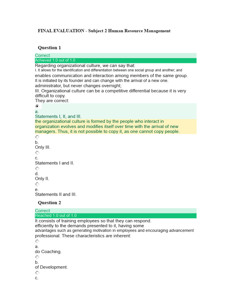 FINAL EVALUATION Discipline 2 People Management | PDF | Goal ...