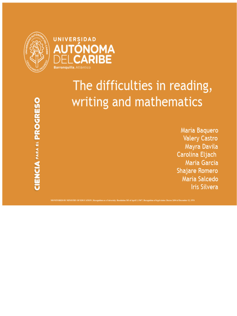Difficulties in reading, writing, and mathematics (1) | PDF | Dyslexia ...