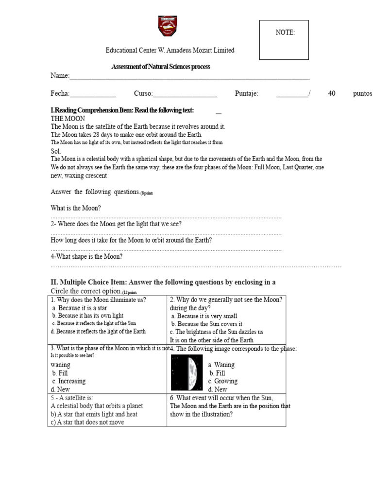 Moon Phases and Eclipses Assessment | PDF | Moon | Eclipse