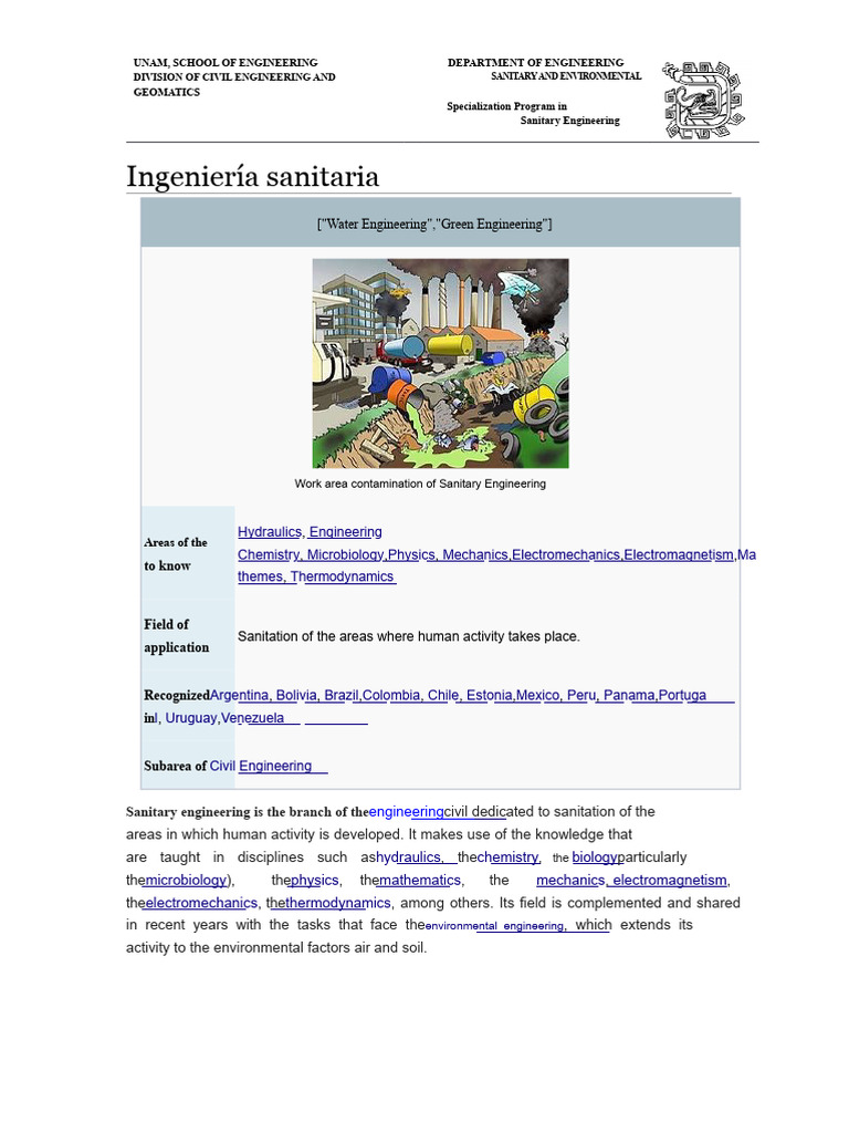 Sanitary Engineering Overview and Applications | PDF | Sanitation ...