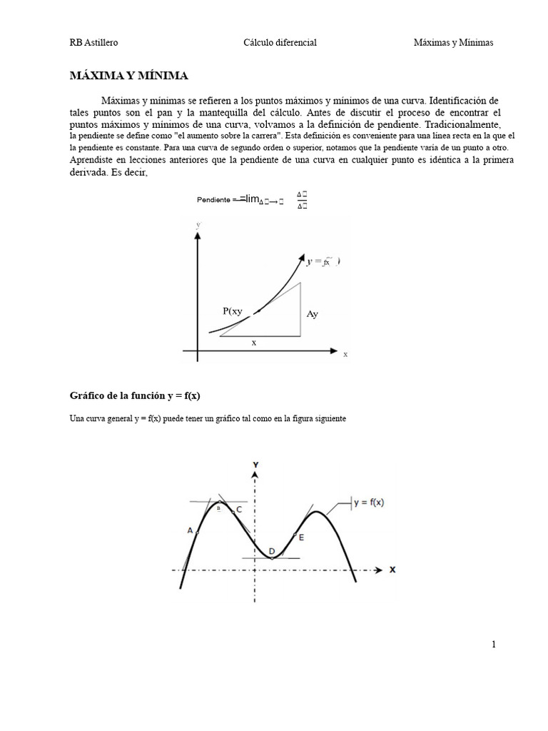 Máximos y Mínimos en Cálculo Diferencial | PDF | Pendiente | Derivado