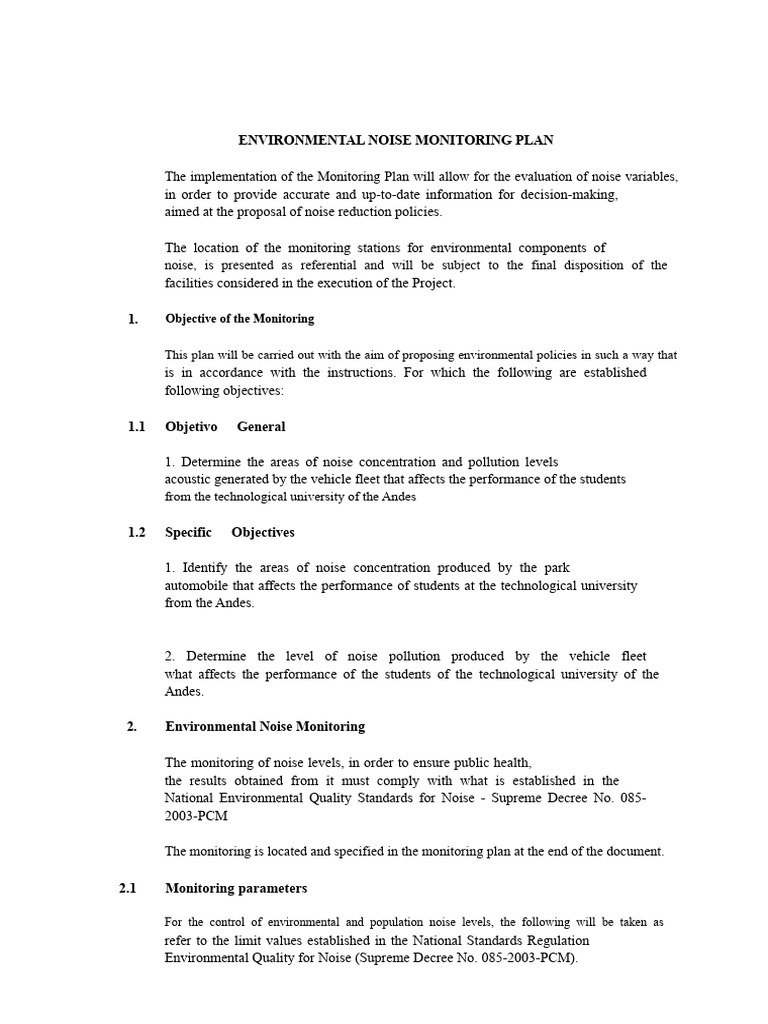 Environmental Noise Monitoring Plan | PDF | Decibel | Noise