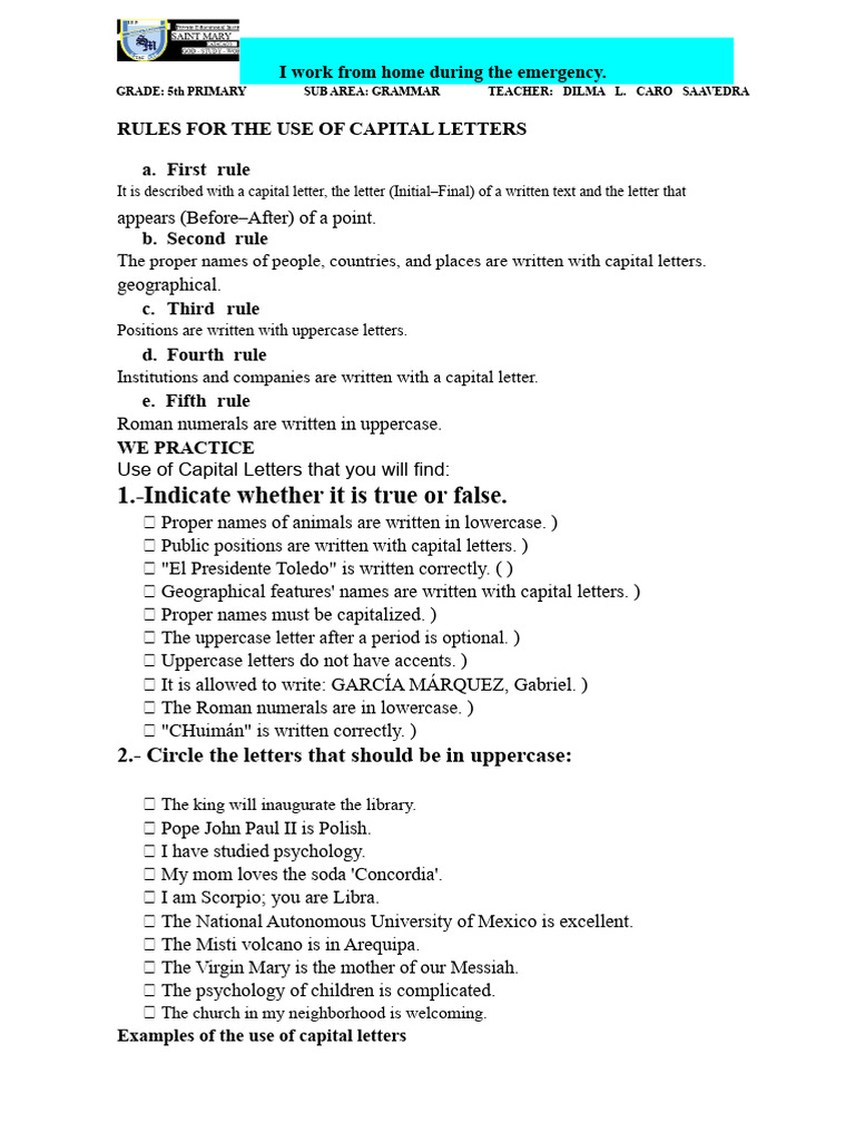 Rules for the Use of Capital Letters 5th | PDF | Letter Case
