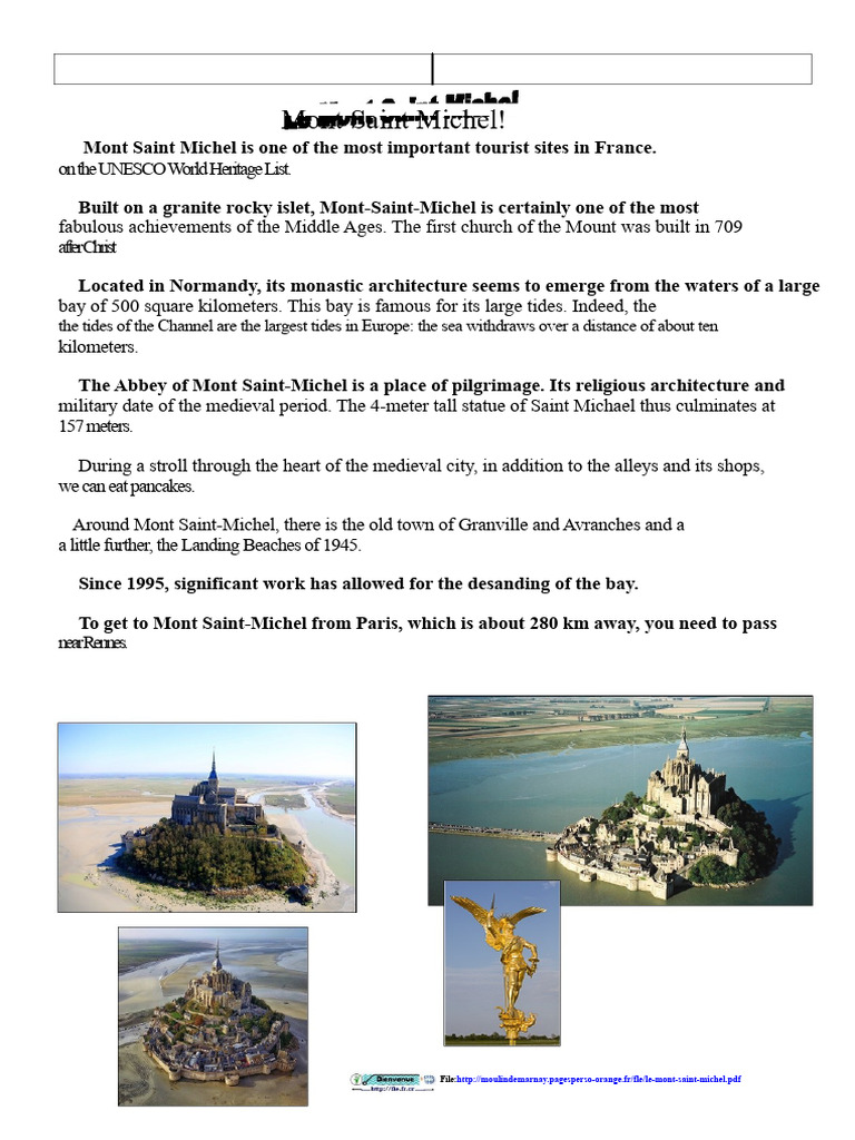 The Mont Saint Michel Educational Sheet - 109001 | PDF