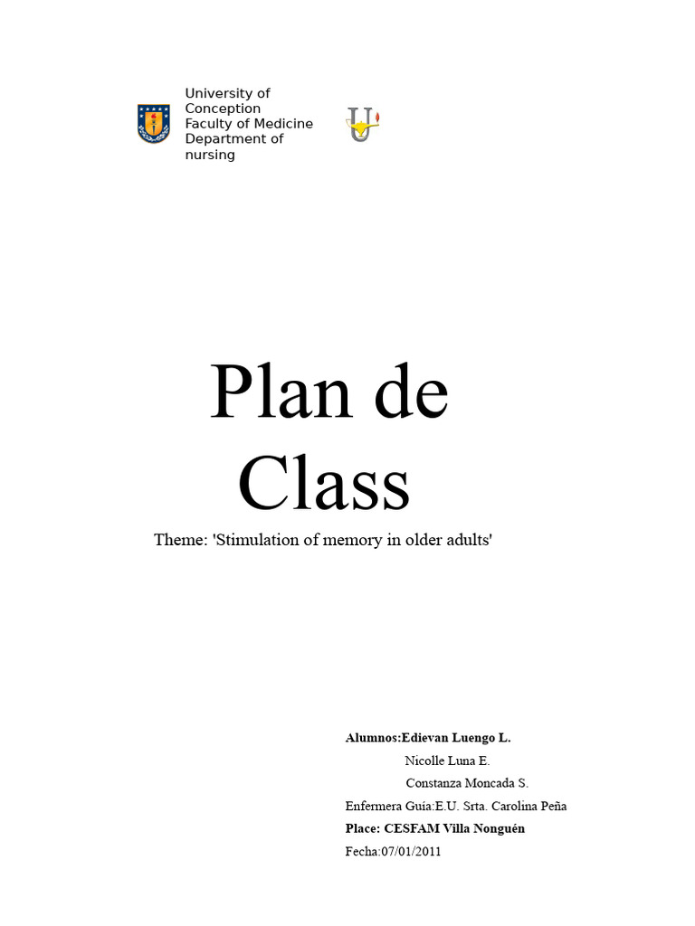Memory Stimulation for Seniors Class Plan | PDF | Memory | Ageing
