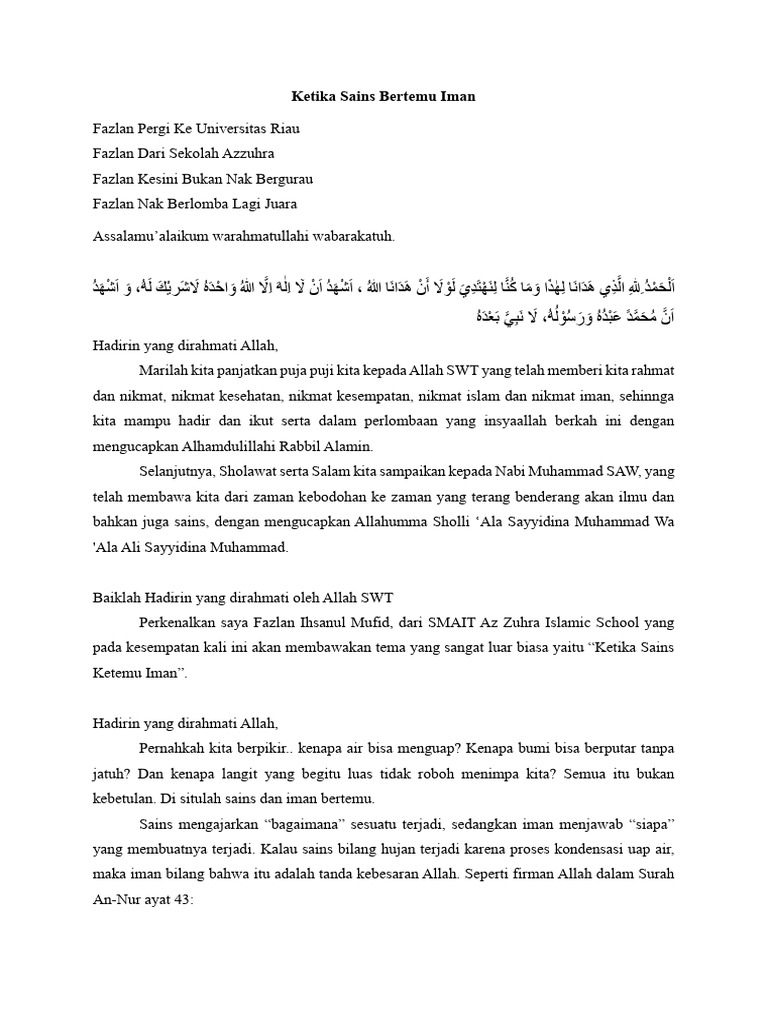 Ceramah Fazlan Ihsanul Mufid | PDF