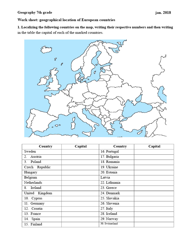 Location of Countries in Europe on the Map | PDF | European Union