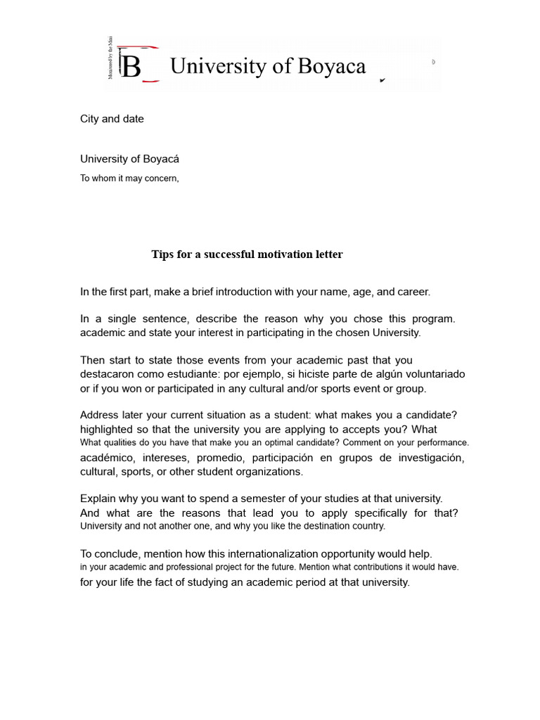 Motivation Letter Writing Tips | PDF