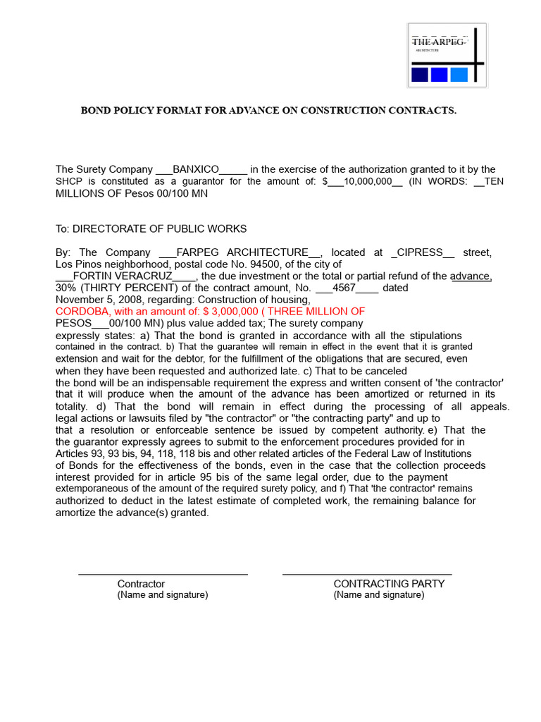 Advance Bond, Compliance and Guarantee | PDF | Guarantee | Surety