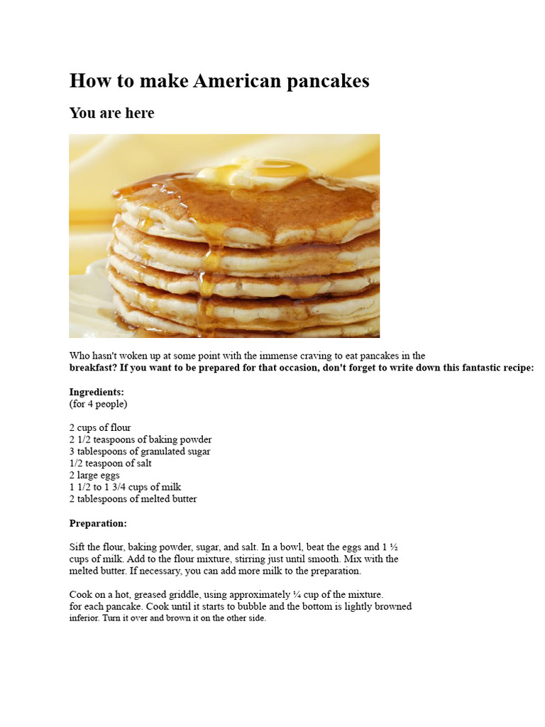 Easy American Pancake Recipe | PDF | Pancake | Teaspoon