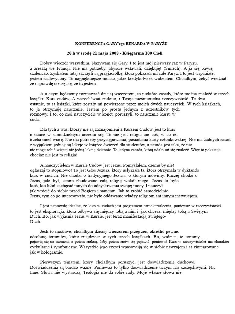 Konferencja W Paryżu Z Garym Renardem | PDF