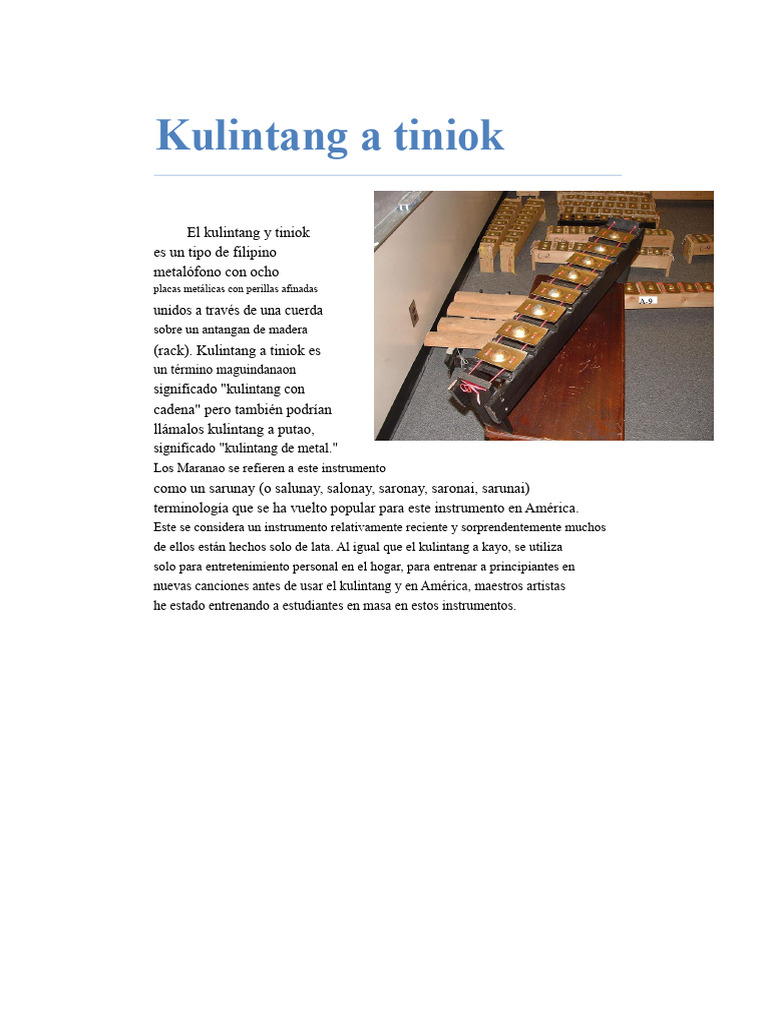 Kulintang a Tiniok | PDF