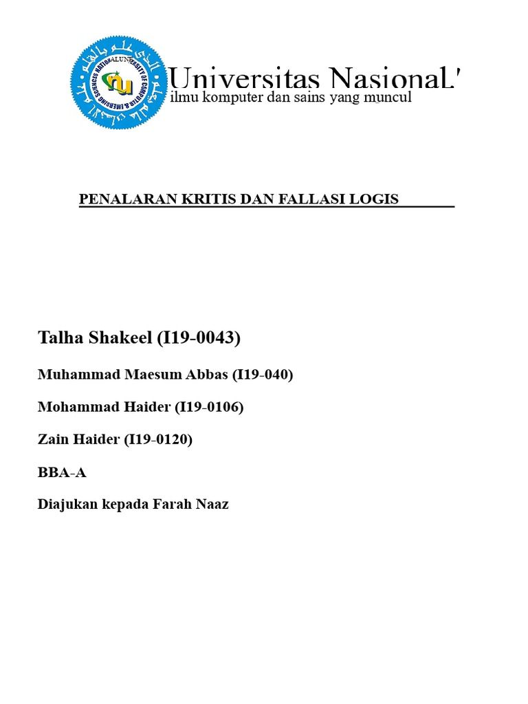 Pentingnya Berpikir Kritis dan Fallasi Logis | PDF
