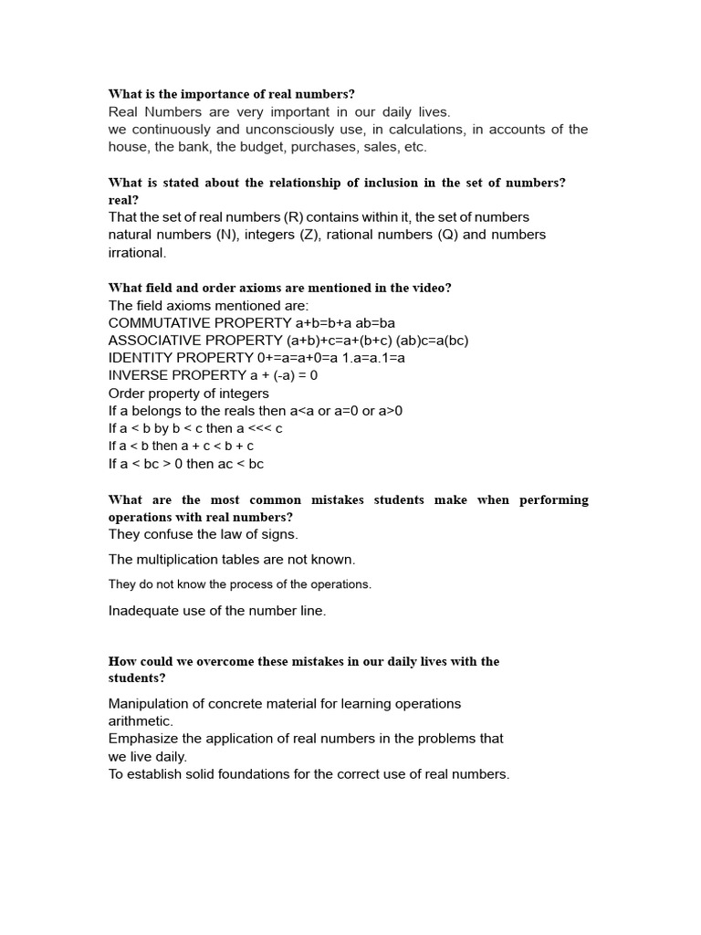 Importance of Real Numbers in Daily Life | PDF