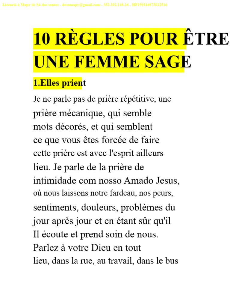 10 Règles pour Devenir une Femme Sage | PDF | Prière | Divorce