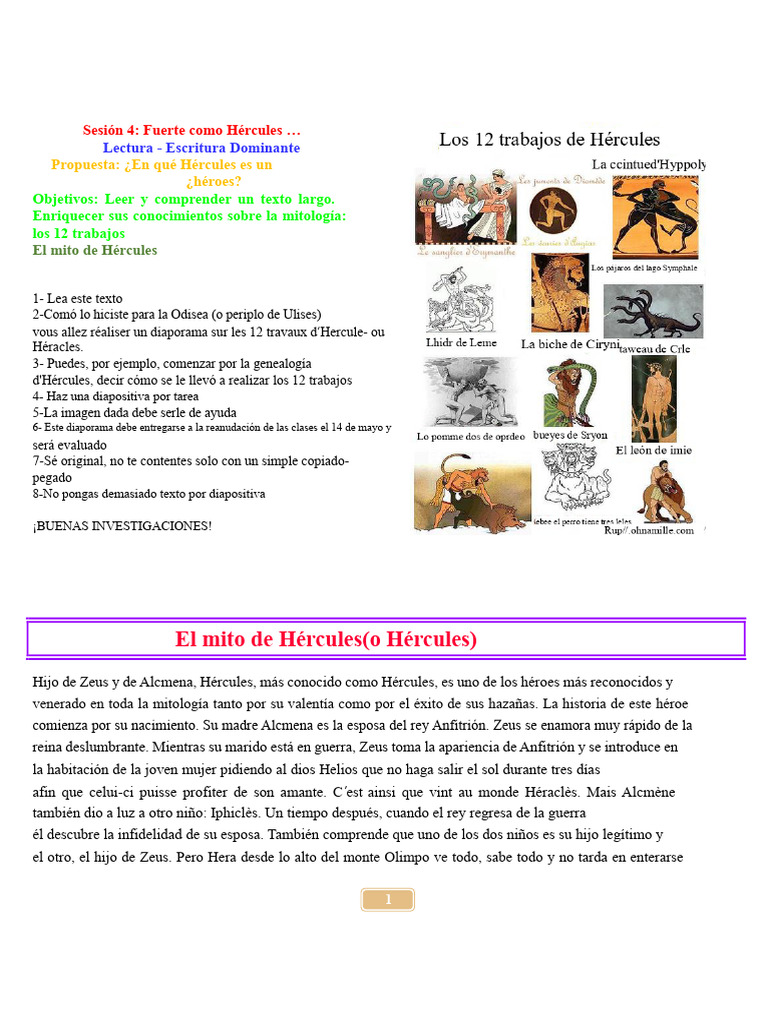 Mitos de Hércules: Los 12 Trabajos | PDF | Hera | Prometeo