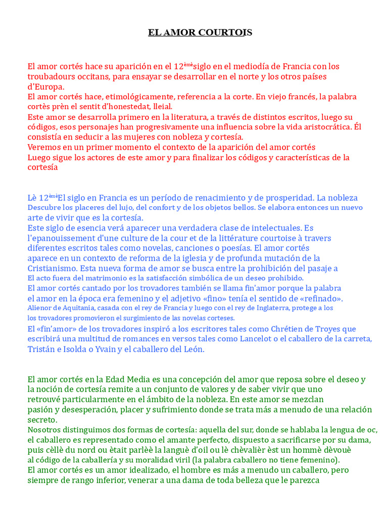 El Amor Cortés en la Edad Media | PDF | Amor | Caballero